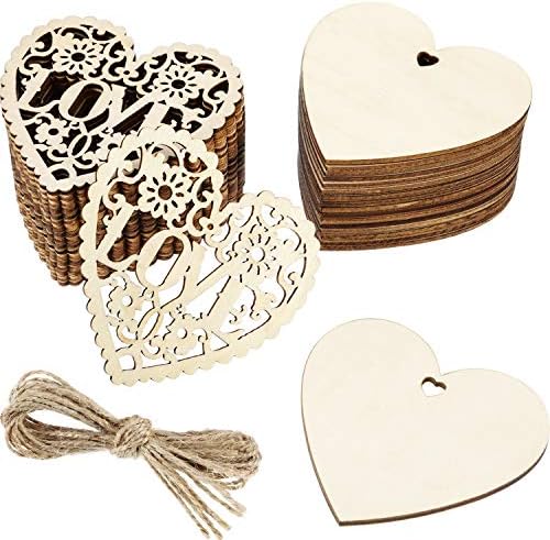 Amazon.com: 50 Pcs Wood Heart Cutouts 4 Inch Wooden Heart Shaped ...