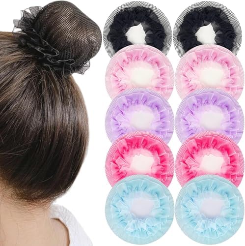 Colored Hair Nets for Girls' Buns - Invisible Dance Hairnets, Elastic ...