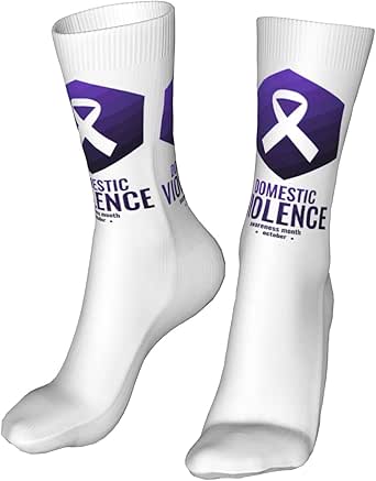 Amazon.com: Socks Domestic Violence Awareness Month Socks Men Crew Sock ...