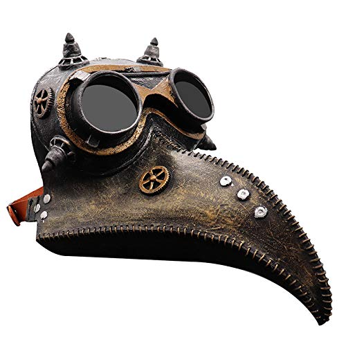 Eighty Plague Doctor Mask- Gold Bird Beak Steampunk Gas Costume-Long ...