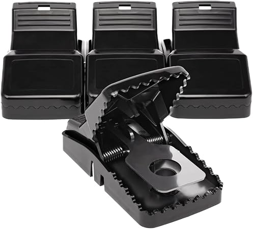 Power Rat Trap - 4 Pack Snap Traps for Indoor & Outdoor Use - Quick ...