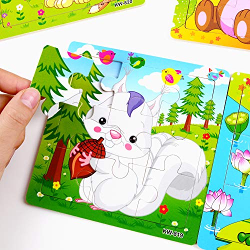 12-Pack Jigsaw Puzzles for Toddlers Wooden Animals Jigsaw Puzzles for ...