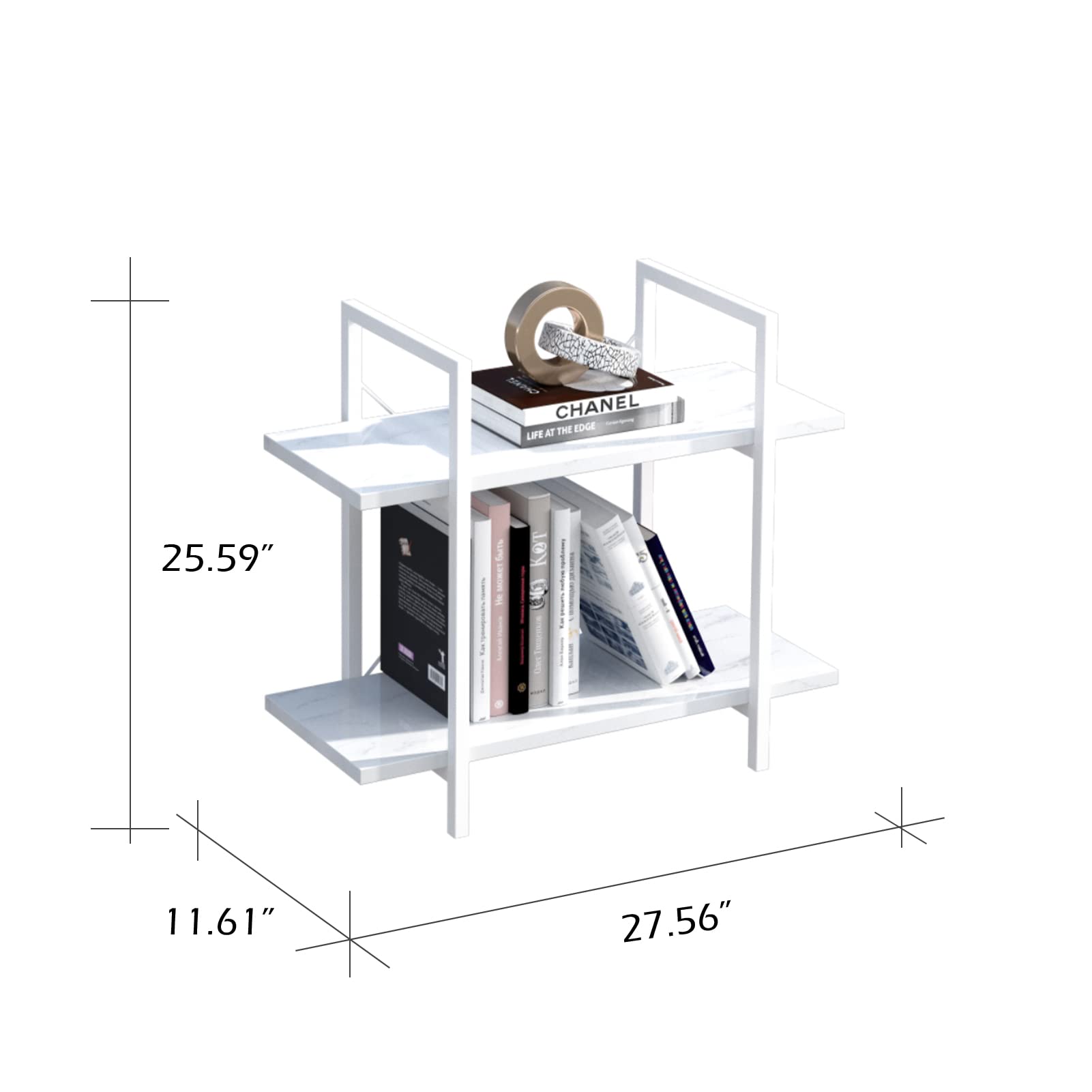 IOTXY 2-Tier Open Shelf Bookcase - Modern Freestanding Wooden Display ...