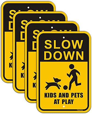 Amazon.com: Slow Down Kids and Pets at Play Signs, 18" x 12" Children ...