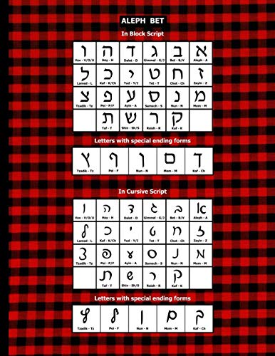 Aleph Bet: Buffalo Plaid A4 Hebrew Notebook with Hebrew Alphabet table on back (large, 8.5x11 ...
