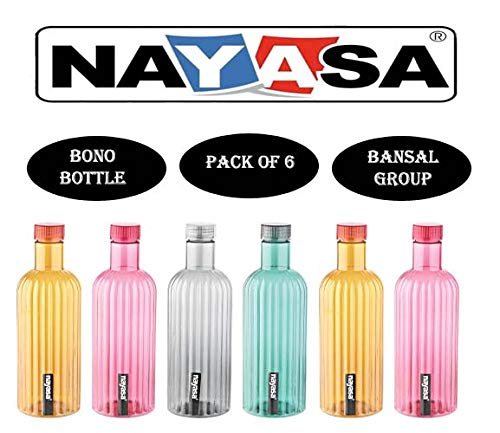 Nayasa Supar Plastic Bono Water Bottle 1000 ML Set of 6 by Bansal Group ...