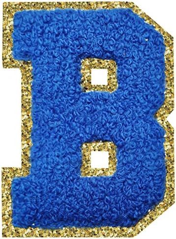 Amazon.com: 4-1/2" Iron on Letter Patches Blue Chenille Letter Patches ...