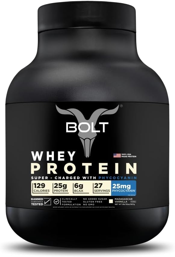 Amazon.com: Bolt Whey Protein Powder | with Superfood Phycocyanin ...