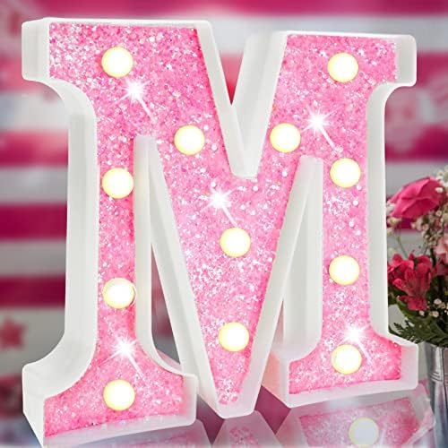 Amazon.com: Foaky LED Letter Lights Sign Light Up Pink Letters Glitter ...