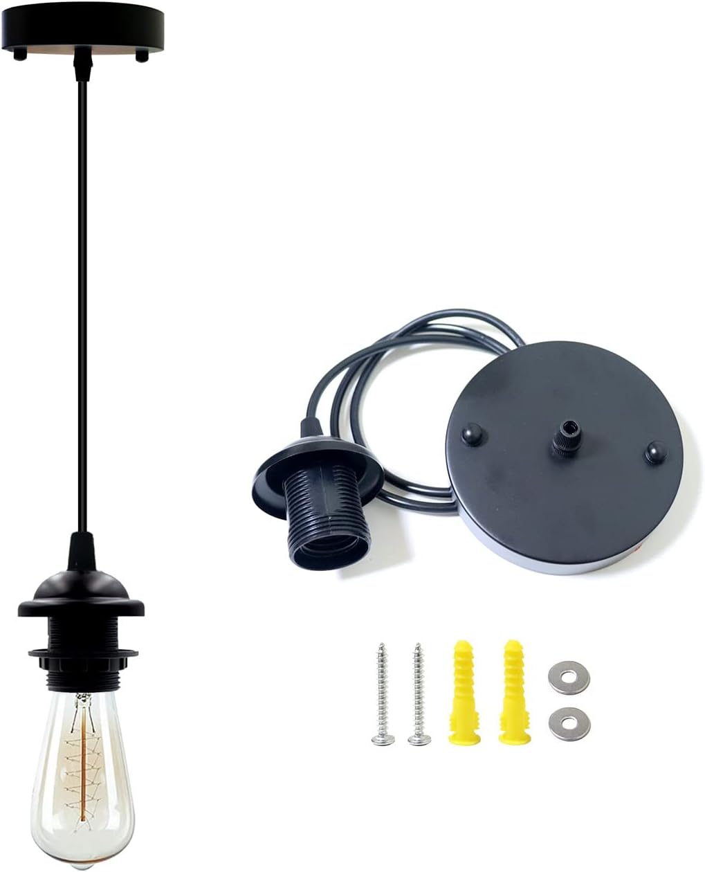 GOTEYSE Industrial Mini Pendant Light Kit, UL E26 Lamp Socket Retro ...