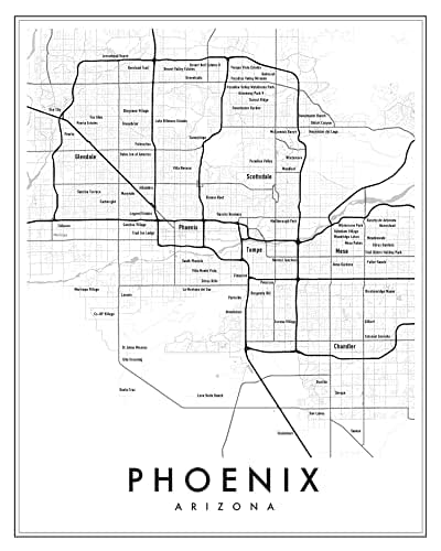 Amazon.com: Phoenix Arizona Neighborhood City Map Print | Minimalist ...