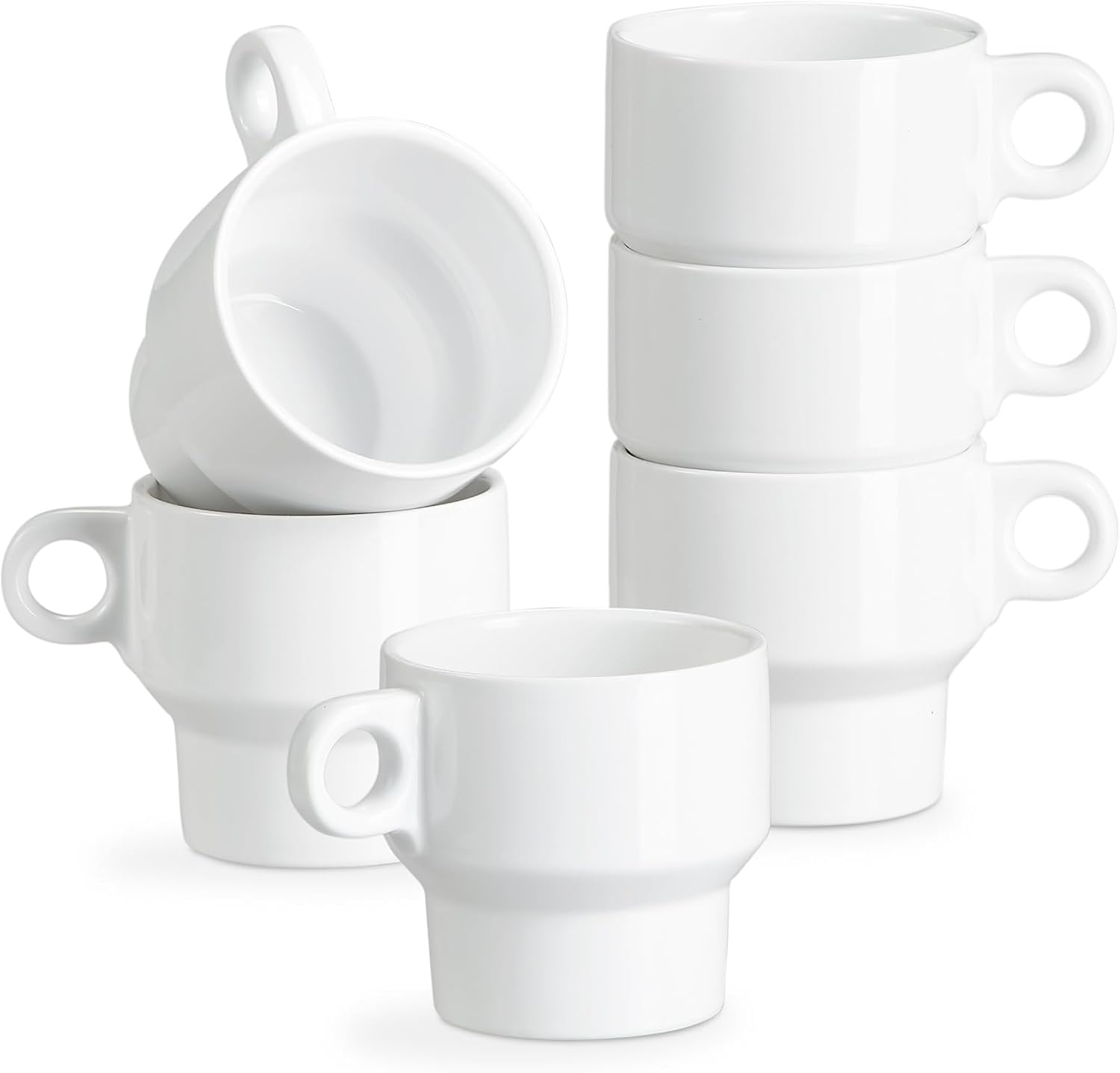 Amazon.com: ONEMORE Coffee Mugs Set of 6, Stackable Coffee Mugs 8 oz ...