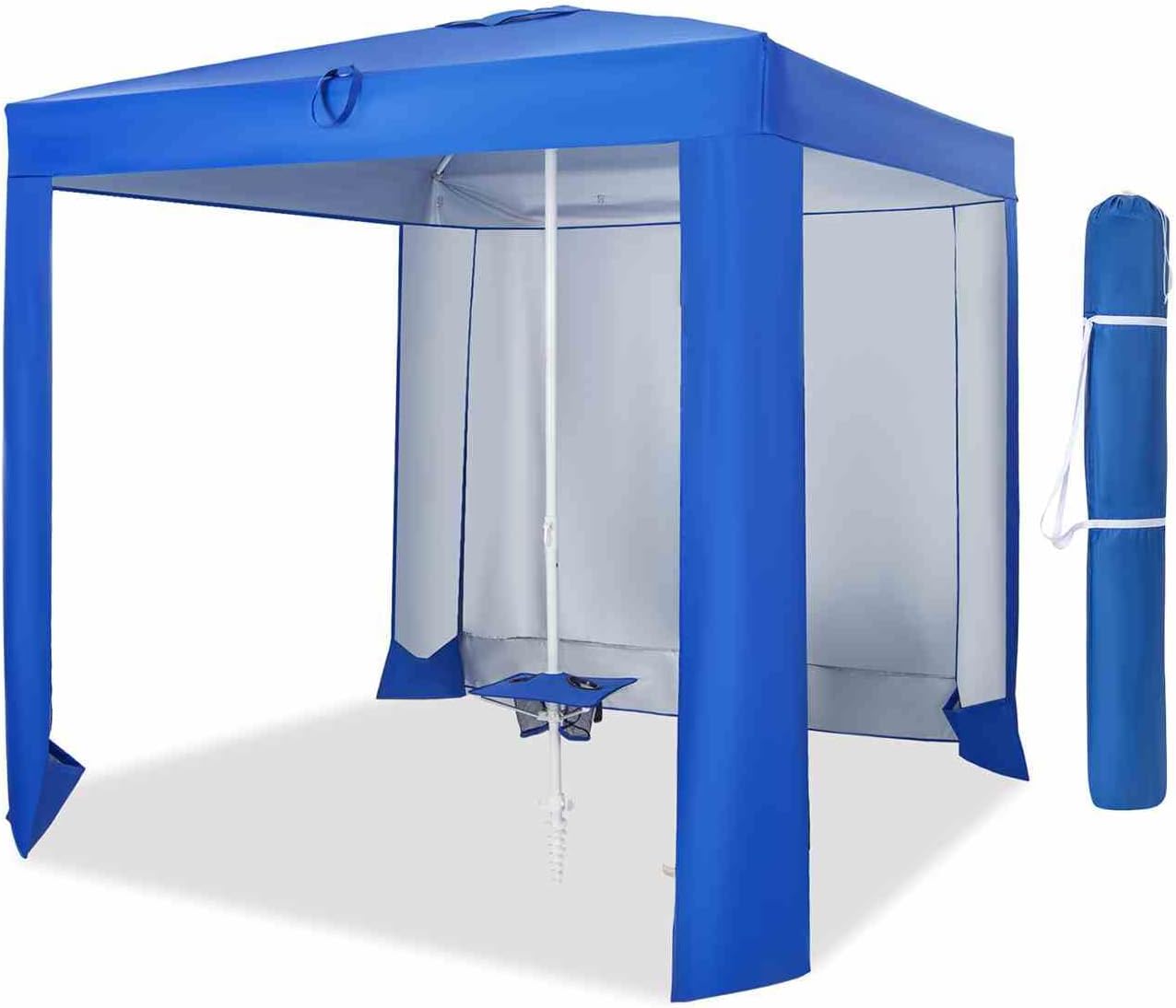 Costway Beach Cabana, Easy Setup 2 x 2M Beach Tent w/Folding Table, UPF ...