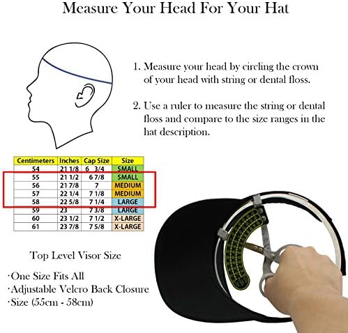Top Level Sun Sports Visor Men Women - One Size Cap Hat, BLK at Amazon ...