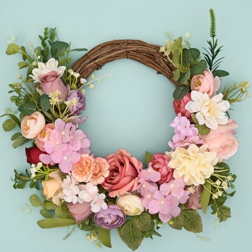 Amazon.com: Bibelot Spring Summer Wreath for Front Door, 18inch ...