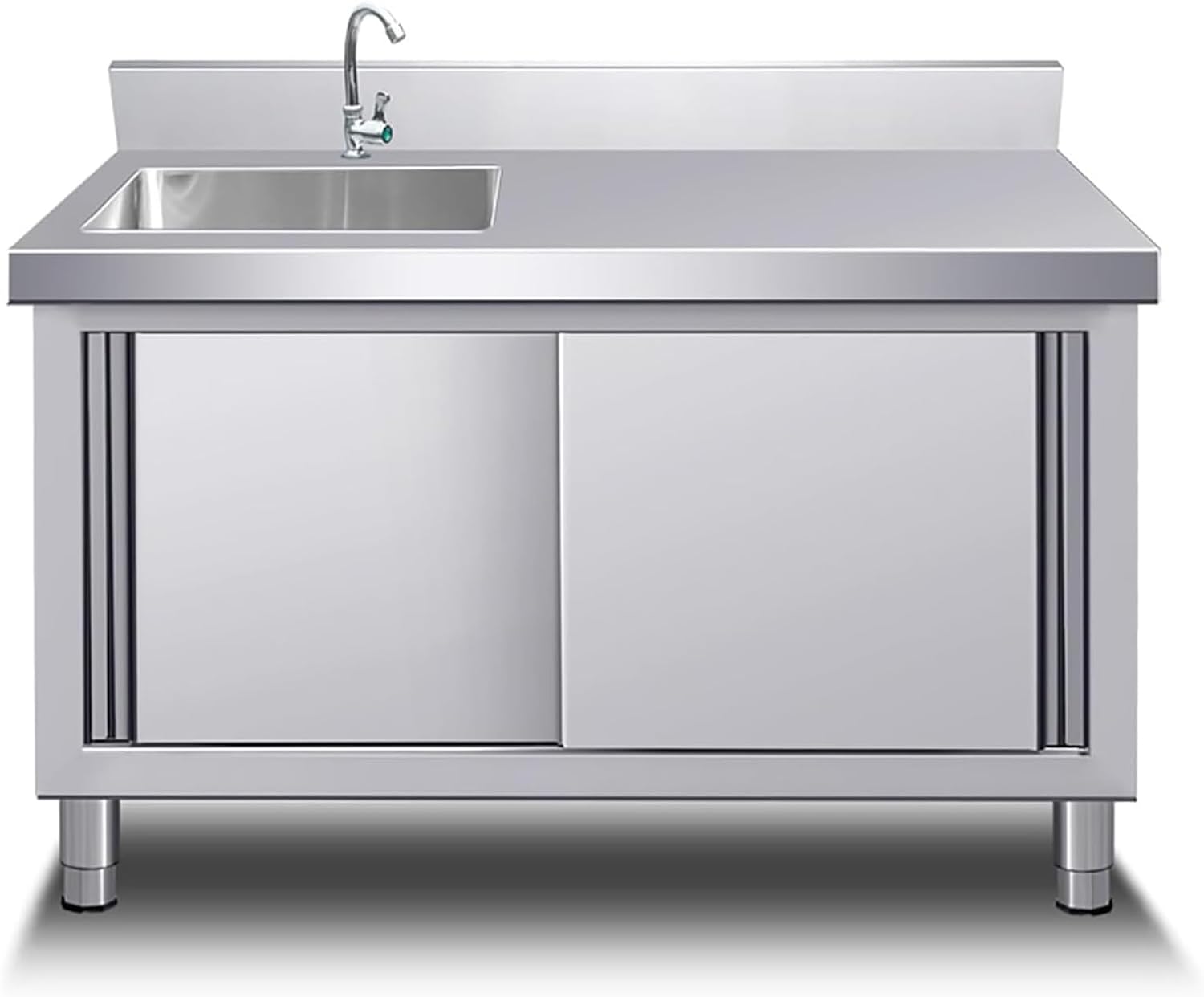 Freestanding Utility Sink with Cabinet, Outdoor Stainless Steel Single ...