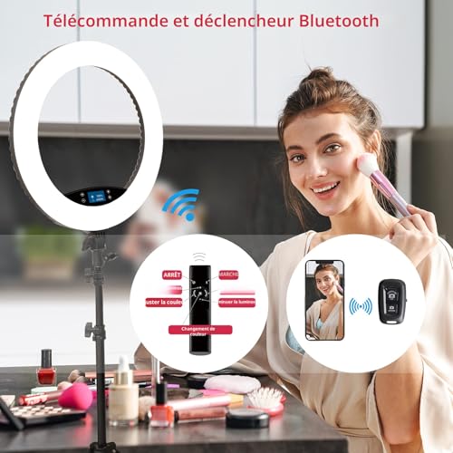 EOTO LIGHT Anneau lumineux à DEL de 19 pouces avec écran LCD tactile et ...