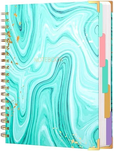 Amazon.com : CAGIE 5 Subject Notebook with Dividers, 240 Pages Spiral ...