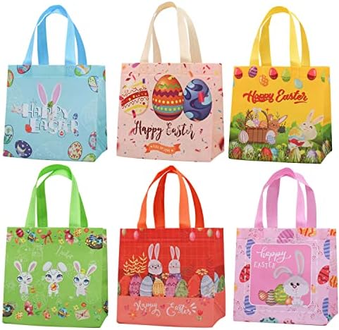 Dimetey 6Pack Easter Gift Bags Reusable Tote Bag With Handle,Bunny ...