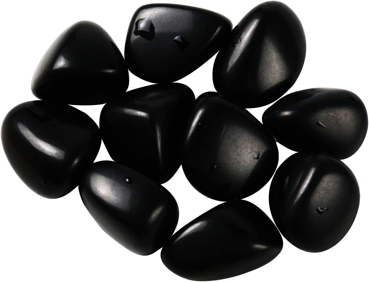 Amazon.com: Tumbled Polished Natural Black Obsidian Stones, Crystals ...