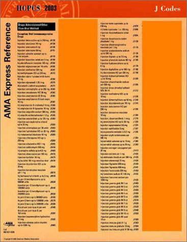 HCPCS 2003 Level II Express Reference Coding Card: J-Codes : Johnson ...