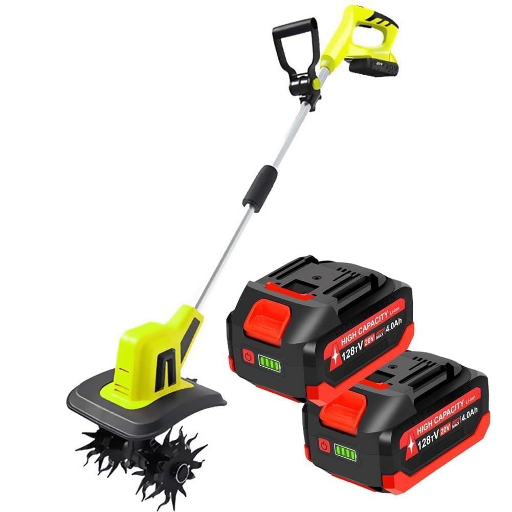 ZYJIX Cordless Garden Rotavator with 4 Steel Blades - Electric Garden ...