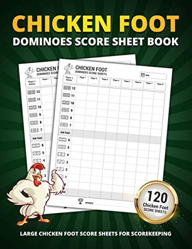 Amazon.com: Chicken Foot Dominoes Score Sheet Book: 120 Large Score ...