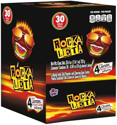 Amazon.com : Sonrics Rockaleta Lollipop Chili Layered with Gum Center ...