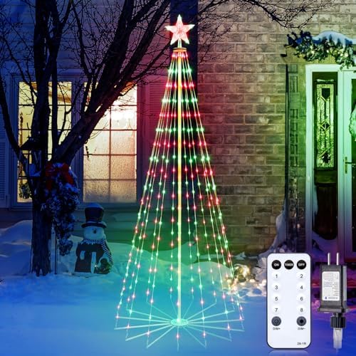 Amazon.com: Christmas Cone Tree Light, 7.5ft 295 LED Light Show ...