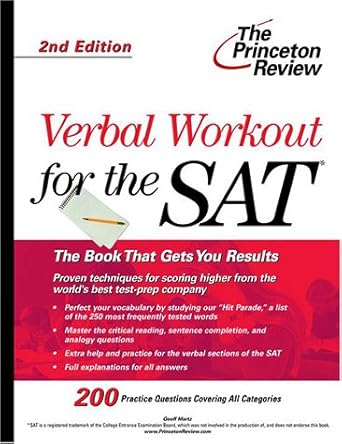 Verbal Workout for the SAT, 2nd Edition: Martz, Geoff: 9780375761768 ...