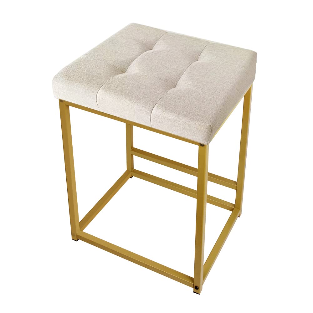 GIA 24-Inch Counter Height Square Metal Stool with Footrest and Tufted ...