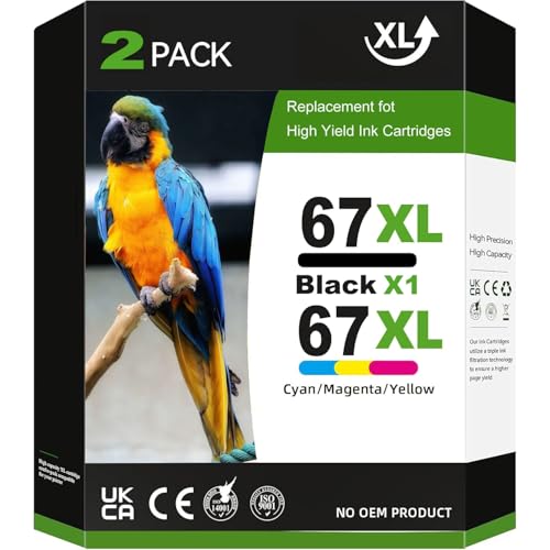 67XL Ink Cartridge for HP Ink 67 Compatible for HP Deskjet 2755e Ink ...