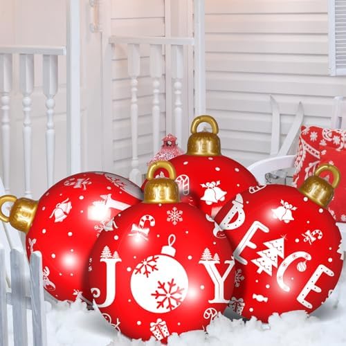 Amazon.com: 3 Pcs 24 Inch Inflatable Christmas Ball Giant Christmas PVC ...
