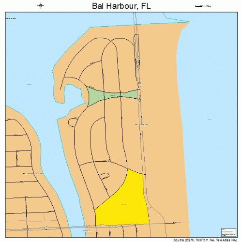 Amazon.com : Large Street & Road Map of Bal Harbour, Florida FL ...