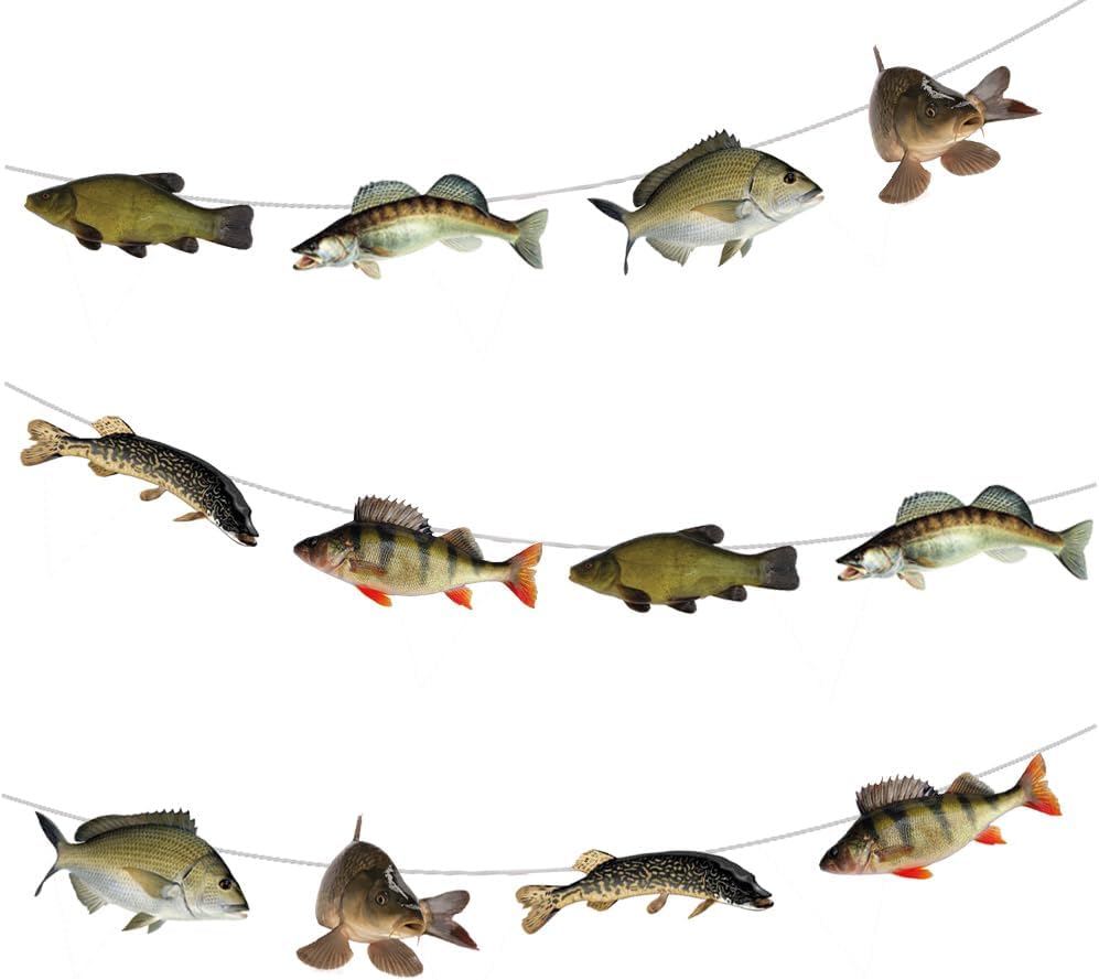 AK Giftshop Fishing Fish Mix Bunting Party Decorations - 12pcs / 2.5m ...