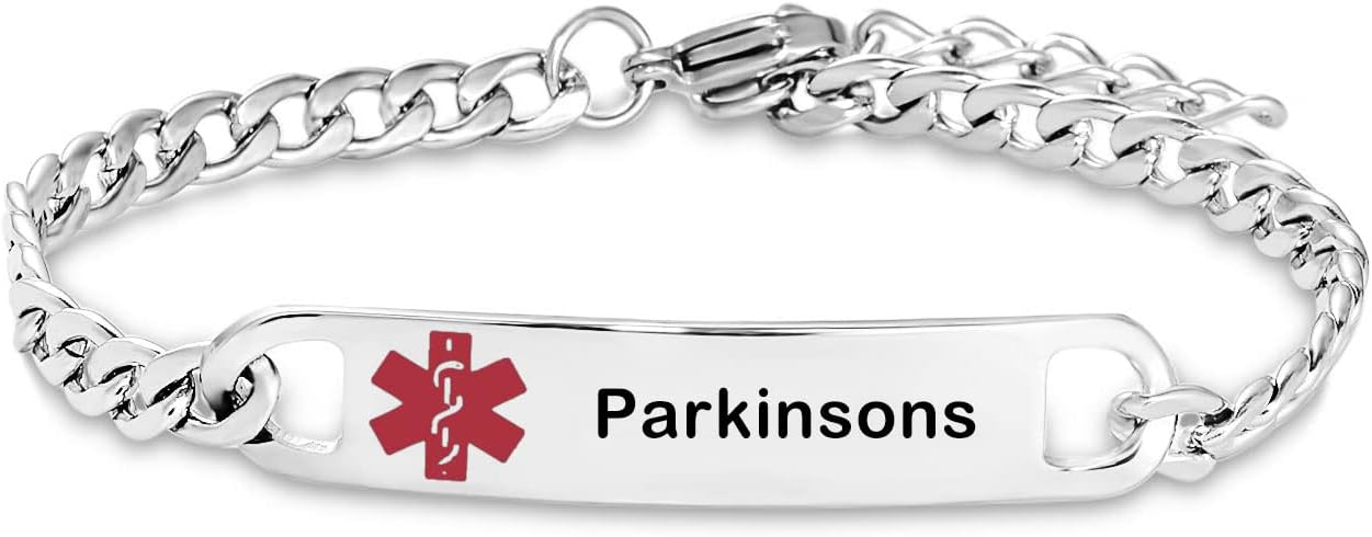 Amazon.com: TGLS Red Medical Alert Parkinsons Bracelet for Women Men ...