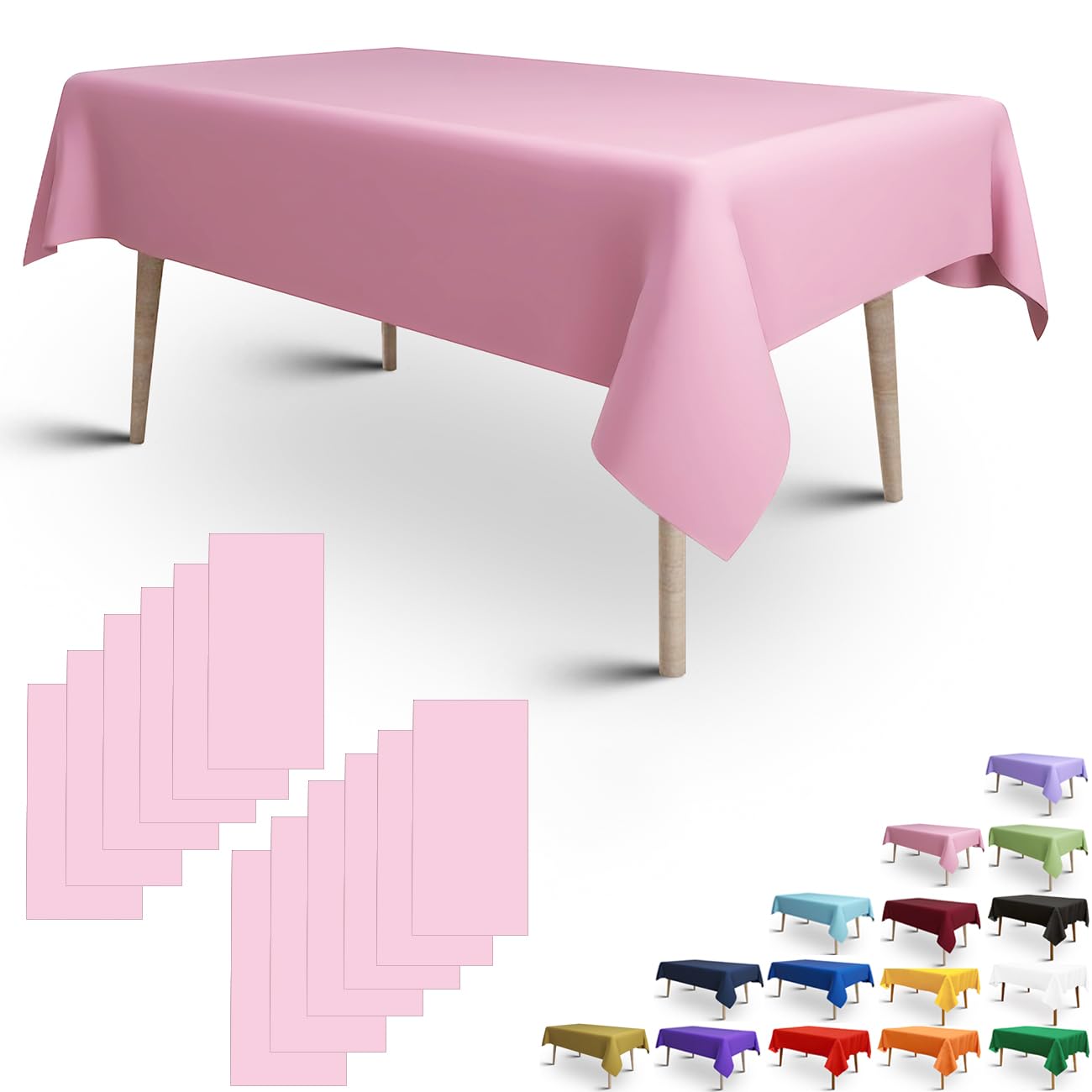 Amazon.com: FULDGAENR Pink Plastic Tablecloth, Disposable Pink Table ...