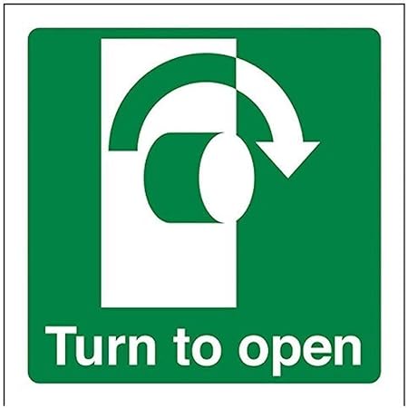 Fire Door Safety Sign - Turn Left To Open : Amazon.co.uk: DIY & Tools