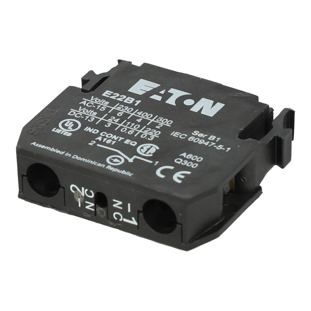 E22B1 | EATON Contact Block, 1NC, 22.5MM, E22 PUSHBUTTON, Non-Metallic ...