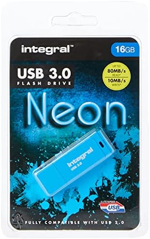 Integral Neon 16 GB USB 3.0 Flash Drive - Blue (Up to 110 MB/s ...