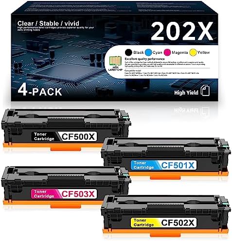 202X Toner Cartridge 4 Pack High Yield CF500X CF501X CF502X CF503X ...
