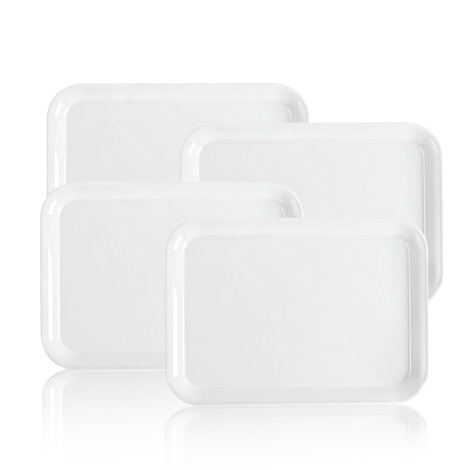 BAOWUABJ White Serving Platters, 25 * 18 * 1.5cm Size Serving Tray, 4 ...
