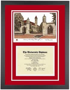 INDIANA UNIVERSITY Diploma Frame with Artwork in Standard Black Frame ...