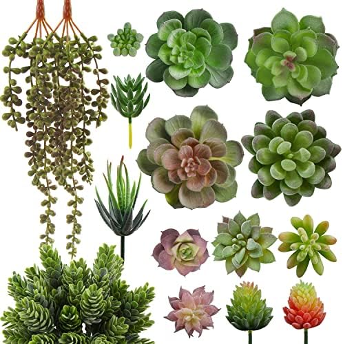 Amazon.com: QUOZUO 22pcs Artificial Succulents Realistic Mini Succulent ...