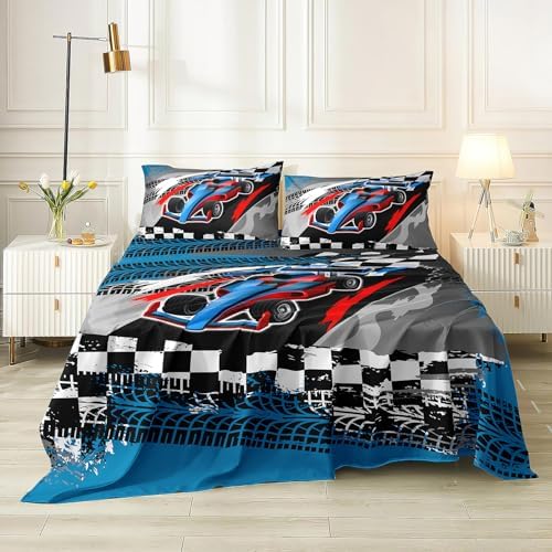 Race Car Sheet Set Queen Size for Boys, Toddler Kids Speed Racecar ...