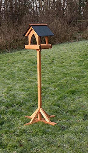 Riverside Woodcraft Gothic Slate Roof Bird Table With Anti Bacteria Coating