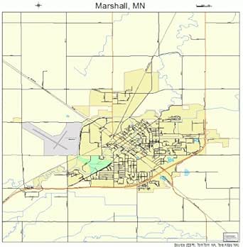 Amazon.com: Large Street & Road Map of Marshall, Minnesota MN - Printed ...