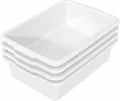 White Bus Tub Pack Of 4 Commercial 25 Quart Utility Tote Boxes, Set Of ...