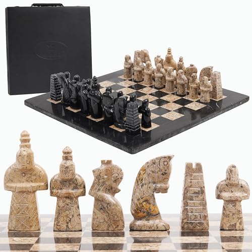 "Radicaln Marble Chess Set with Storage Box – Antique 15 Inch, Black ...