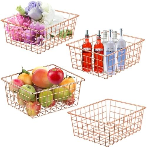 Amazon.com - LOSYHU 4 Pack Wire Baskets for Pantry Metal Wire Freezer ...